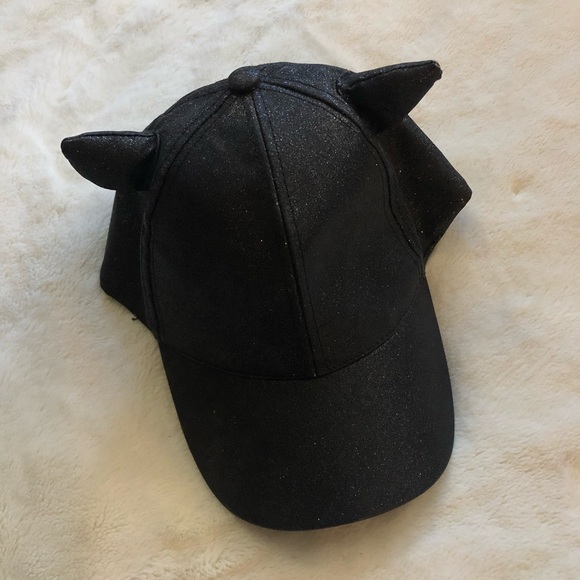 Aldo | Accessories | Aldo Black Glitter Cat Ear Baseball Cap | Poshmark